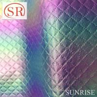 China Leather Glitter Fabric Iridescent PU Faux Leather Artificial Leather PU for Women Shoes 3D Reflective King Lion Woven for sale