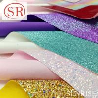 China Sparkly Shiny Synthetic Vinyl PU Glitter Fabric Sheets Chunky Faux Leather for Shoes Bags Bow Crafts Car Seat and so on for sale