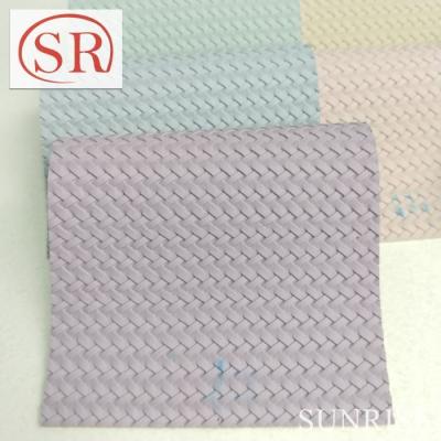 China Innovative Knit Design Faux Leather Fabric Fashion Three-dimensional Embossing PU Leather for Handbags for sale