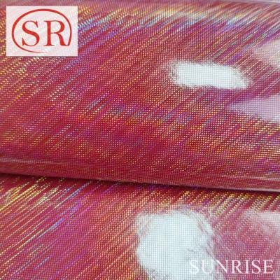 China Shining Laser Reflection Iridescent Artificial Leather Shoes Roll Bag Bow Crafts Belt Decoration for sale