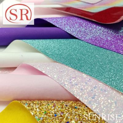 China Mirror Glossy Block Crystal Glitter PU PVC Faux Artificial Synthetic Leather Fabric for Shoes Handbags for sale