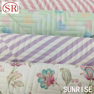 China Flower Leaves Pattern Synthetic PU Leather Floral Printed Fabric for Furniture DIY Projects for sale