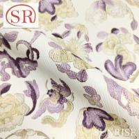 China Flower Leaves Pattern Synthetic PU Leather Floral Printed Fabric for Furniture DIY Projects for sale