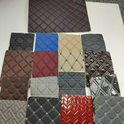 China Latest Embroidery PVC Synthetic Leather with Foam Stretch Embossed Pattern for Bag Sofa Garment Outdoor Furniture Car Seat for sale