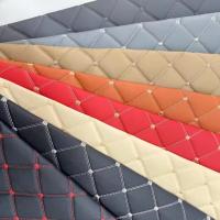China Hot Selling Custom PVC Faux Artificial Synthetic Leather Embroidered Waterproof Quilted Leather Fabric for Cars Seat Sofa Bag for sale