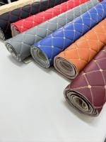 China Hot Selling Custom PVC Faux Artificial Synthetic Leather Embroidered Waterproof Quilted Leather Fabric for Cars Seat Sofa Bag for sale
