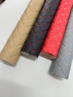 China Hot Selling Custom PVC Faux Artificial Synthetic Leather Embroidered Waterproof Quilted Leather Fabric for Cars Seat Sofa Bag for sale