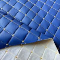 China Free Sample PVC Faux Artificial Synthetic Leather Embroidery Quilted Leather Fabric with Foam for Car Seat Furniture Sofa for sale