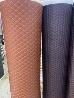 China Free Sample PVC Faux Artificial Synthetic Leather Embroidery Quilted Leather Fabric with Foam for Car Seat Furniture Sofa for sale