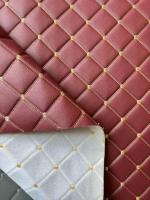 China Free Sample PVC Faux Artificial Synthetic Leather Embroidery Quilted Leather Fabric with Foam for Car Seat Furniture Sofa for sale