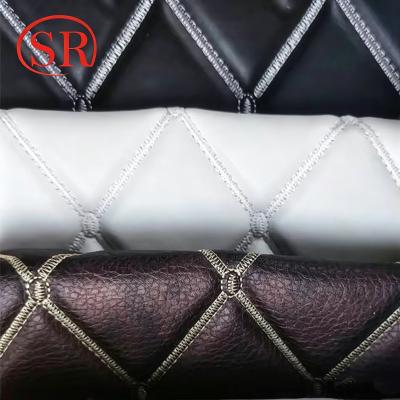 China Factory Price Custom Embossed Embroidered PVC Synthetic Leather for Car Seat Cover Bag Ornament Making for sale