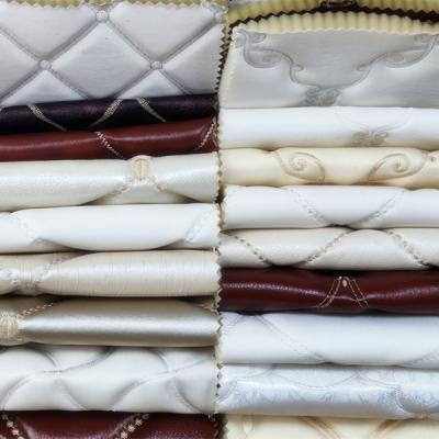 China Custom PU Soft Leather Fabric Embroidered Car Upholstery with Foam Stretch Blackout Feature for Bags Garments Outdoor Use for sale
