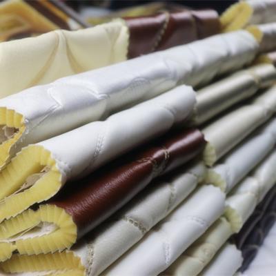 China PU Leather Car Upholstery & Sofa Furniture with Embroidered Sponge Pattern Stretchable and Decorative for Bags and Garments for sale