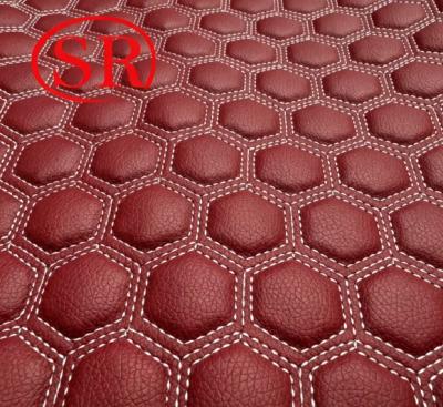 China Comfortable Premium Waterproof Embroidery Synthetic Leather Fabric for Car Seat Mat Bag Upholstery for sale