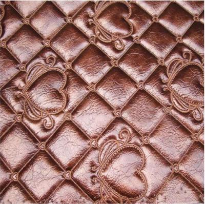 China New Exquisite Comfortable Quilted Leather with Embroidery and Stretch Base Special Design for Outdoor Bag Sofa Garment Use for sale