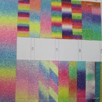 China Vinyl Bright 3d rainbow Chunky Free Sample Wholesale Glitter Fabric  Leather for sale