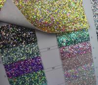 China Sparkly Shiny Synthetic Vinyl PU Glitter Fabric Sheets Chunky Faux Leather for Shoes Bags Bow Crafts for sale