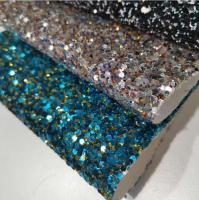 China Fashionable Shiny Chunky Glitter PU Leather for Outdoor Sofa Decorative Use for Bags Ribbons Headwear Wallpaper Stretch Blackout for sale