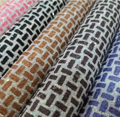 China Vinyl Bright 3D Metallic Sequin Hexagons Chunky Glitter Leather Fabric for Hairbow Garments Shoes Bags Phone for sale