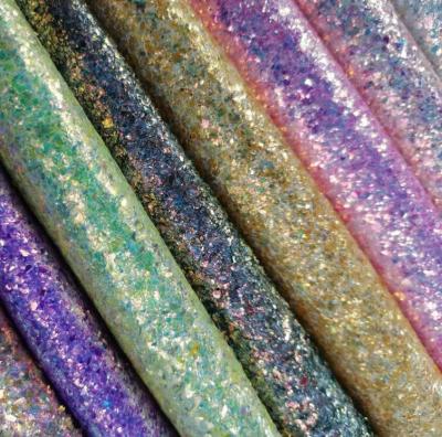 China Bag Shoes Decoration  Vinyl Shiny Metallic Colorful Sparkling Synthetic Chunky Glitter Leather Fabric for sale