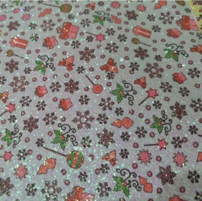 China Sparkle Vinyl Knitted Digital Hearts Design PU Rainbow Glitter Fabric for Bags Shoes Sofa Garments Football Decorations Stretch for sale