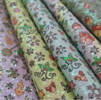 China Funny New Fresh Coming Design Digital Colorful Glitter Fabric Artificial Leather for Decoration for sale