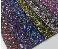 China New Design Vinyl Holographic Metallic 3D Reflective Chunky Glitter Leather Fabric Durable PU for Sofas Garments Outdoor Stretch for sale