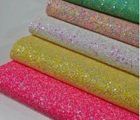 China New Design Vinyl Holographic Metallic 3D Reflective Chunky Glitter Leather Fabric Durable PU for Sofas Garments Outdoor Stretch for sale