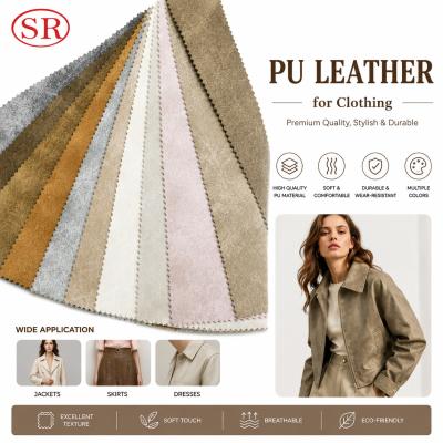 China Stretchable Soft PU Synthetic Leather Products for Jacket Pigment Garment Costume Cuffs Collars Cloth for sale