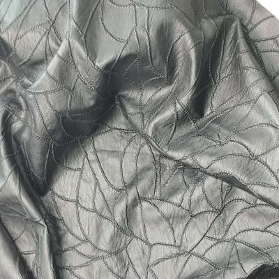 China Top Quality Korean Market 4D Embroider Metal Wire Synthetic PU Artificial Leather for Making Bags Garment Box Cases for sale