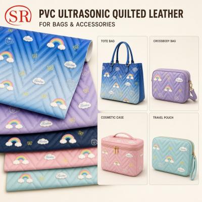 China Ultrasonic Needleless Quilted PVC Leather 3D Pattern Waterproof for Bags for sale