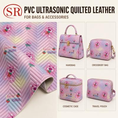 China Ultrasonic Quilting PVC Leather 3D Embossed Waterproof for Bags Home Decor for sale