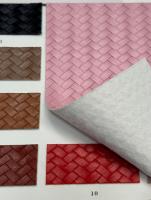 China Manufacturer Eco-Friendly Embossed Woven Design PVC Synthetic Leather Faux Leather for Lady's Bags Upholstery Chair Decor for sale