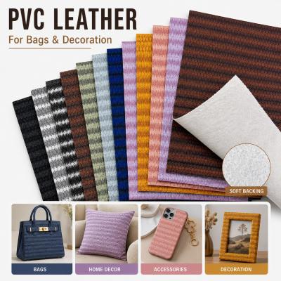 China Manufacturer Straw Mat Design PVC Synthetic Leather Products Faux Leather for Women's Bag for Decoration for sale