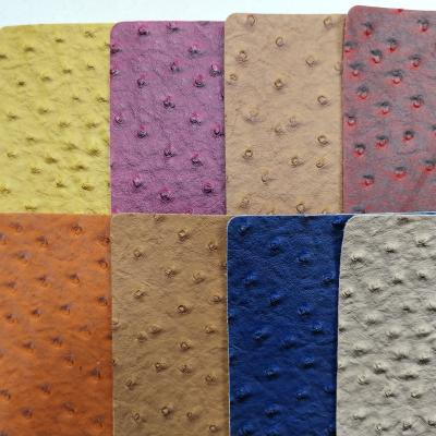 China Colorful Ostrich Grain Waterproof Artificial PU PVC Synthetic Leather Bag Handbag Tote Bag Wallet for Women for sale