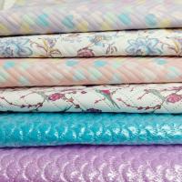 China Leather Craft Supplies Fabrication Services Printed Glossy Mirror Vinyl PVC PU Synthetic Handbag Purse Leather Fabric for sale
