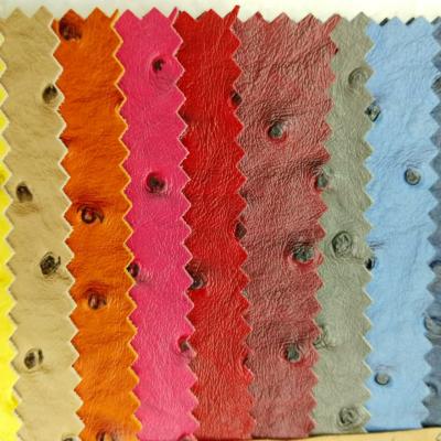 China Ostrich Design PVC Synthetic Leather Fabric Embossed Stretch Stocklot for Bags Handbags Sofas Garments Outdoor Decor Blackout for sale