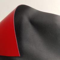 China Premium Red Black Spliced PU Leather Material Wear Resistant Waterproof Cloth Leather for  Handbag Production for sale
