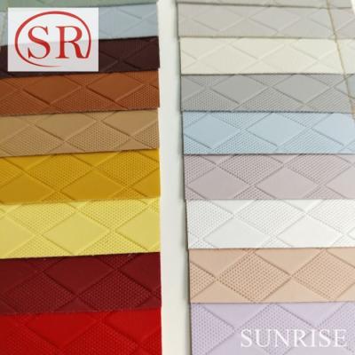 China PU Leather Solid Color Woven Pattern Embossed Design Artificial Leather Fabric for Bag Cloth for sale