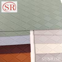 China PU Leather Solid Color Woven Pattern Embossed Design Artificial Leather Fabric for Bag Cloth for sale