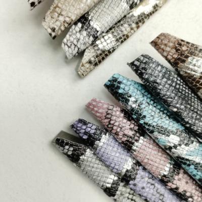 China Wind Proof Super Soft Hand Feel Durable Rexine Snake Skin Embossed Fine Pu Leather for Shoes Pu Artificial Leather Fabric for sale