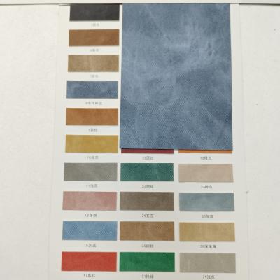 China Vintage Distressed PVC Leather Fabric Washed Denim Texture Synthetic Faux Leather for Handbags and Furniture for sale