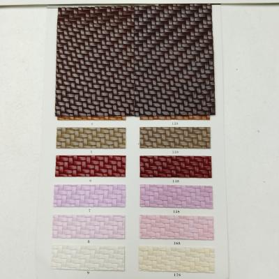 China Durable Woven Texture PVC Luggage Leather Waterproof Artificial Faux Leather for Suitcases and Luxury Bags for sale