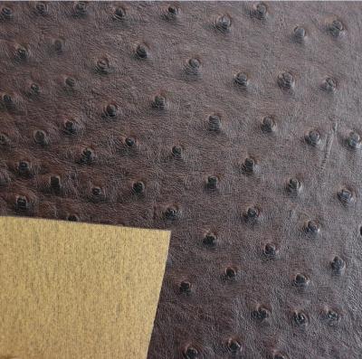 China Ostrich Leather Materials PVC Faux Artificial Synthetic Leather Roll Fabric for Bag Sofa for sale