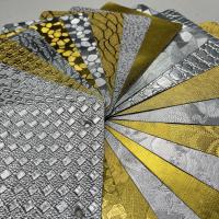 China Ready to Ship Pu Leather crocodile Leather Fabric 60% Pu 40% Rayon Synthetic Embossed Leather for sale
