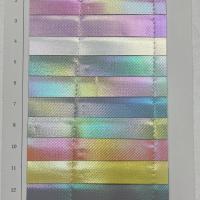 China Eco-Friendly Iridescent PU Artificial Leather Assorted Colors Embossed Pattern Stretchable for Bags Outdoor REACH RoHS Compliant for sale