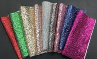 China Shimmering Metallic Dual-color Crackle PU Glitter Leather Fabric Luggage Shoes Home Supplies Car Accessories Leather Materials for sale