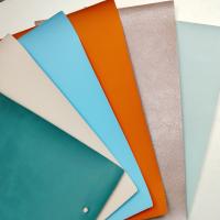 China Factory Sales Custom Patterns Smooth Gloss PU Designer Leather Fabric Thermal Leather Fabric for Making Notebook and Trademark for sale