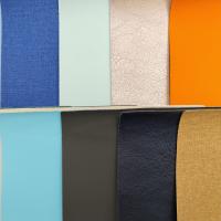 China Factory Sales Custom Patterns Smooth Gloss PU Designer Leather Fabric Thermal Leather Fabric for Making Notebook and Trademark for sale