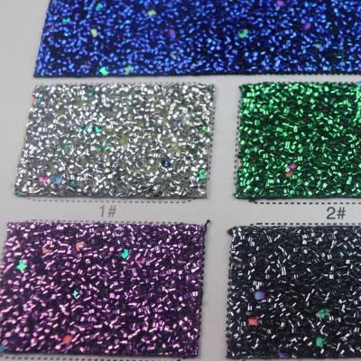 China Glitter PU Synthetic Leather Glossy Carpet Upper with Large Sequins for sale